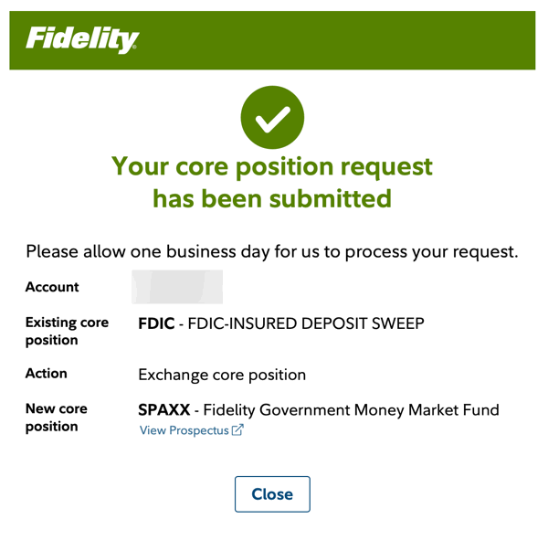 Fidelity Cash Management Account Adds New Core Sweep Option (SPAXX @ ~5% APY) — My Money Blog